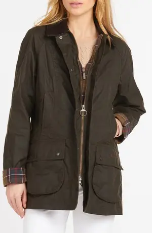 Barbour Beadnell Waxed Cotton Jacket - Olive