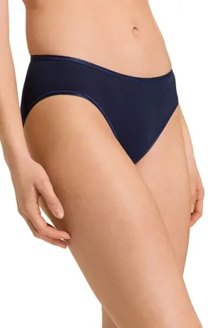 Hanro Seamless Cotton High Cut Briefs Deep Navy