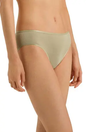 Hanro Seamless Cotton High Cut Briefs Moss Green