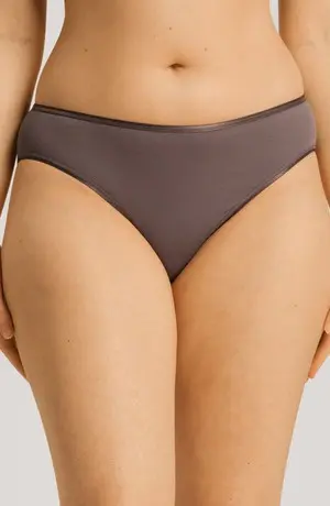 Hanro Cotton Seamless Hi Cut Briefs Stonewash