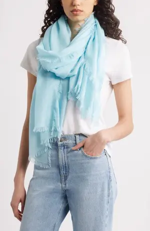 Nordstrom Cashmere & Silk Wrap Blue Aqua