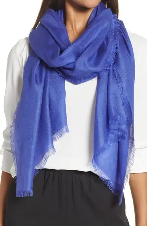 Nordstrom Cashmere & Silk Wrap Blue Clematis