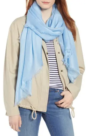 Nordstrom Cashmere & Silk Wrap Blue Placid