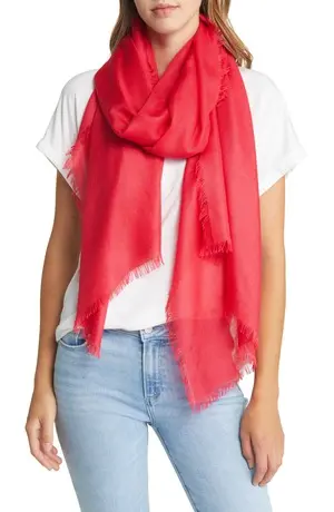 Nordstrom Cashmere & Silk Wrap Red Jalapeno