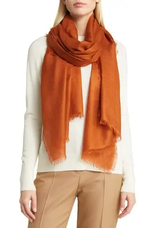 Nordstrom Cashmere & Silk Wrap Rust Umber