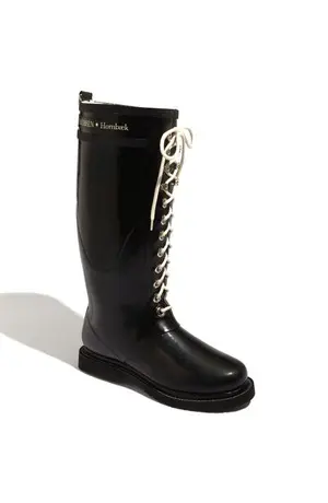 ILSE JACOBSEN Lace-up Rubber Boots - Black