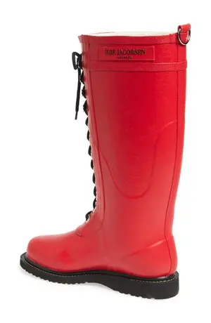 ILSE JACOBSEN Lace-up Rubber Boots - Deep Red