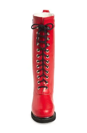 ILSE JACOBSEN Lace-up Rubber Boots - Deep Red