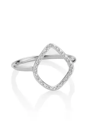 Monica Vinader Riva Diamond Hoop Ring - Silver
