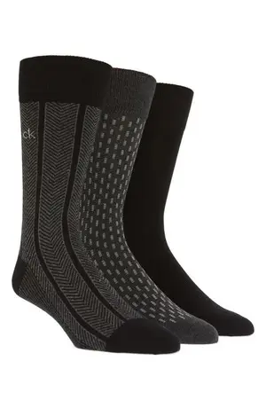 Calvin Klein 3-pack Cotton-blend Crew Socks - Graphite/black/charcoal