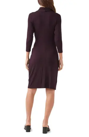 Karen Kane Cascade Faux Wrap Dress - Bordeaux