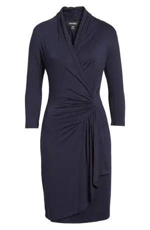 Karen Kane Cascade Faux Wrap Dress - Navy