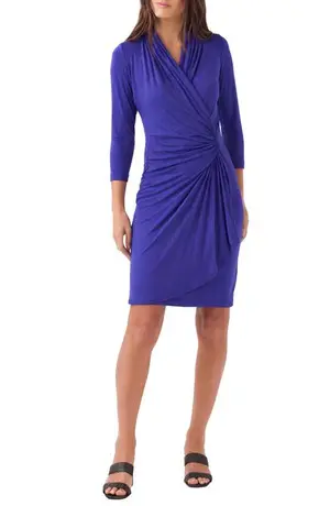Karen Kane Cascade Faux Wrap Dress - Sapphire Blue