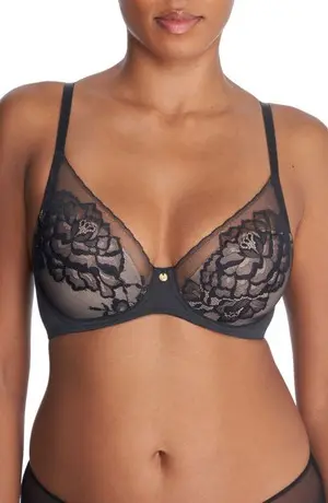 Natori Flora Underwire Contour Bra Coal/ Light Mocha