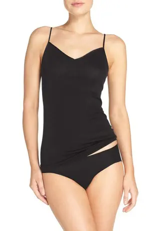 Hanro Cotton Seamless Spaghetti Strap Camisole - Black