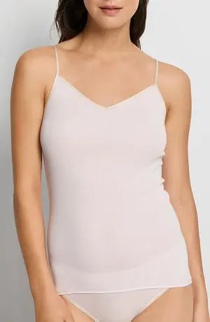 Hanro Cotton Seamless Spaghetti Strap Camisole - Honeydew