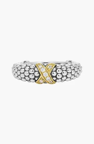 Lagos Diamond And Caviar Two-tone Ring