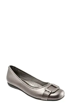 Trotters Sizzle Flat - Pewter Metallic