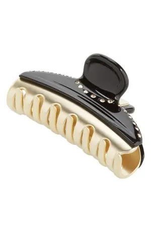 Alexandre De Paris Vendome Medium Crystal Embellished Hair Clip - Black Gold