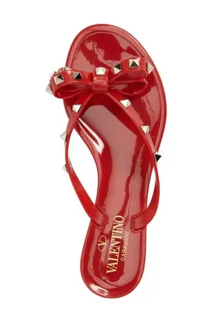 Valentino Garavani Rockstud Jelly Flip Flop - Red