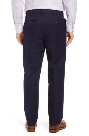 Berle Classic Fit Microfiber Performance Trousers - Navy