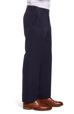 Berle Classic Fit Microfiber Performance Trousers - Navy