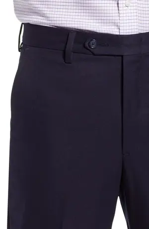 Berle Classic Fit Microfiber Performance Trousers - Navy
