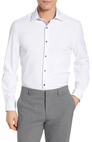 W.R.K Slim Fit Solid Performance Dress Shirt - White