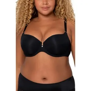 CURVY COUTURE Tulip Smooth Convertible Underwire Push-up Bra - Black