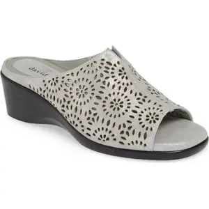 DAVID TATE Sublime Wedge Sandal - Silver Antique Leather