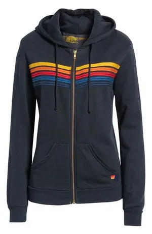 Aviator Nation 5-stripe Zip Hoodie - Charcoal