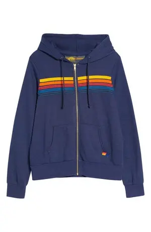 Aviator Nation 5-stripe Zip Hoodie - Navy