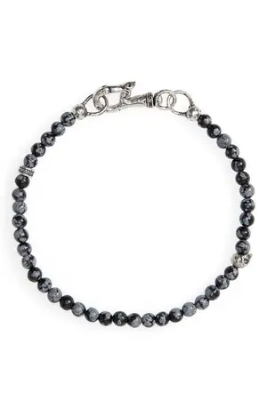 John Varvatos Skull Bead Bracelet - Black/silver