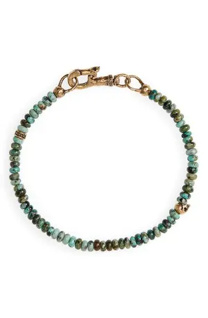 John Varvatos Skull Bead Bracelet - Blue/green