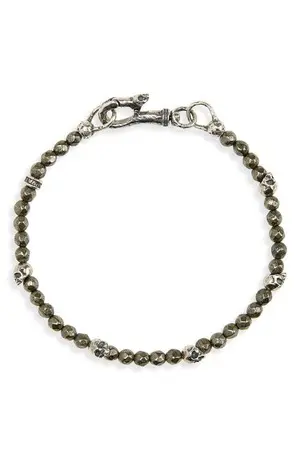 John Varvatos John Varvatos Skull Bead Bracelet Metallic Silver