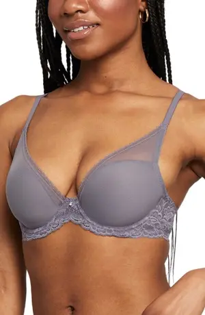 MONTELLE INTIMATES Mystique Underwire Plunge Bra Crystal Grey