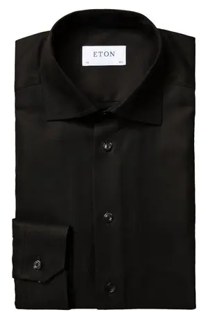 Eton Contemporary Fit Solid Dress Shirt - Black