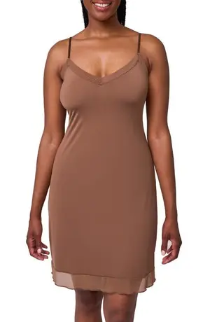 MONTELLE INTIMATES V-neck Full Length Slip - Mocha
