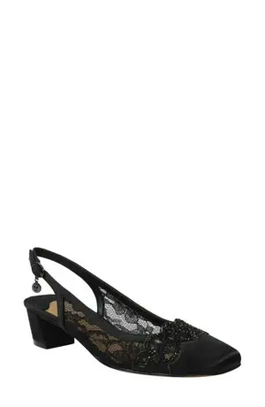 J. Reneé Faleece Crystal Embellished Slingback Pump - Black Fabric