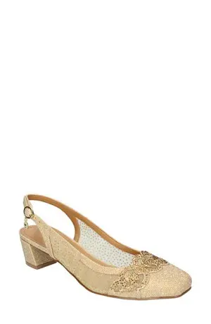J. Reneé Faleece Crystal Embellished Slingback Pump - Gold