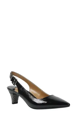 J. Reneé Mayetta Slingback Pumps - Black Faux Leather