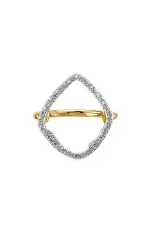 Monica Vinader Riva Hoop Diamond Ring - Yellow Gold