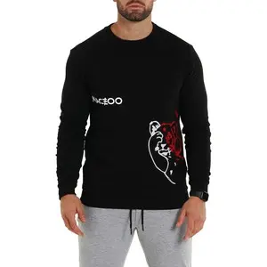 MACEOO Long Sleeve Tee With Embroidered Lion Cub Graphic
