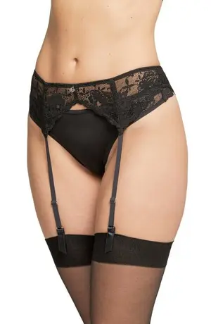 MONTELLE INTIMATES Lace Garter Belt - Black