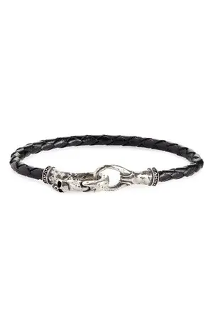 John Varvatos Braided Leather Bracelet - Black