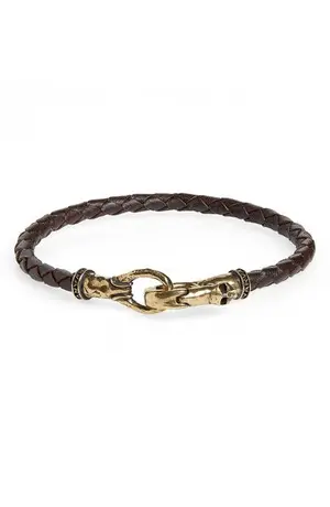 John Varvatos John Varvatos Braided Leather Bracelet Brown