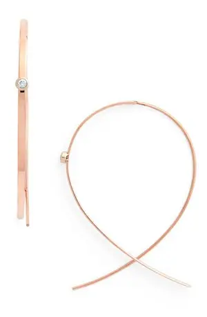 Lana Jewelry 14k Gold Upside Down Diamond Hoop Earrings - Rose Gold