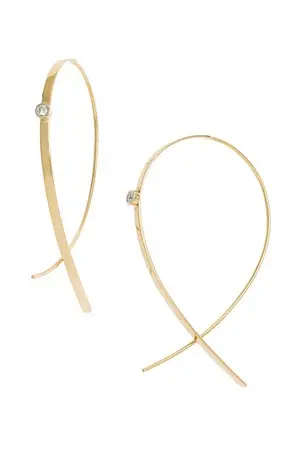 Lana Jewelry 14k Gold Upside Down Diamond Hoop Earrings - Yellow Gold