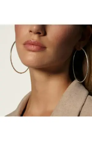 John Hardy Sterling Carved Chain Hoop Earrings