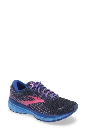 Brooks Ghost 13 Running Shoe Ebony/ Blue/ Pink